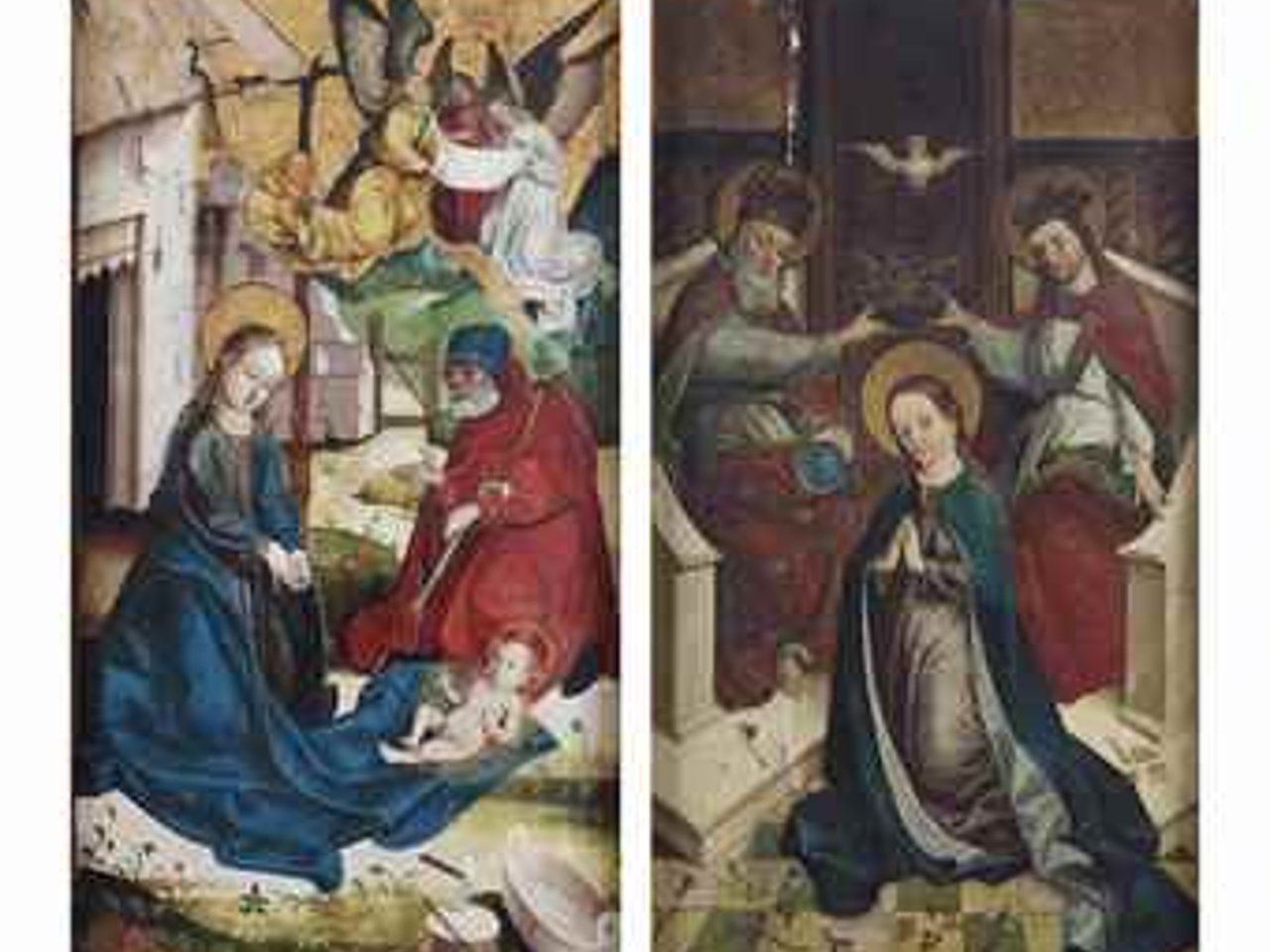 Two wings of an altarpiece: The Adoration (inner face); The Virgin of ...